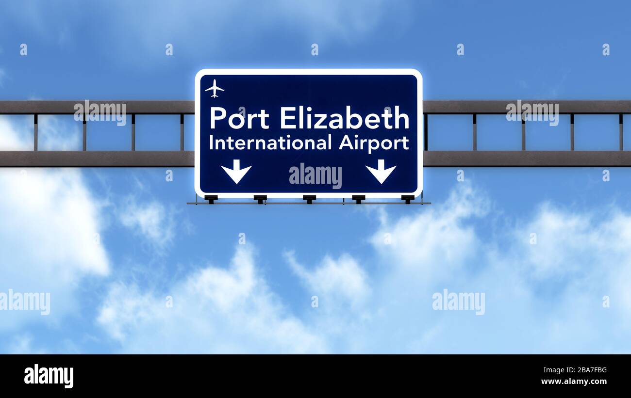 Port Elizabeth South Africa Airport Highway Road Sign 3D Illustration ...