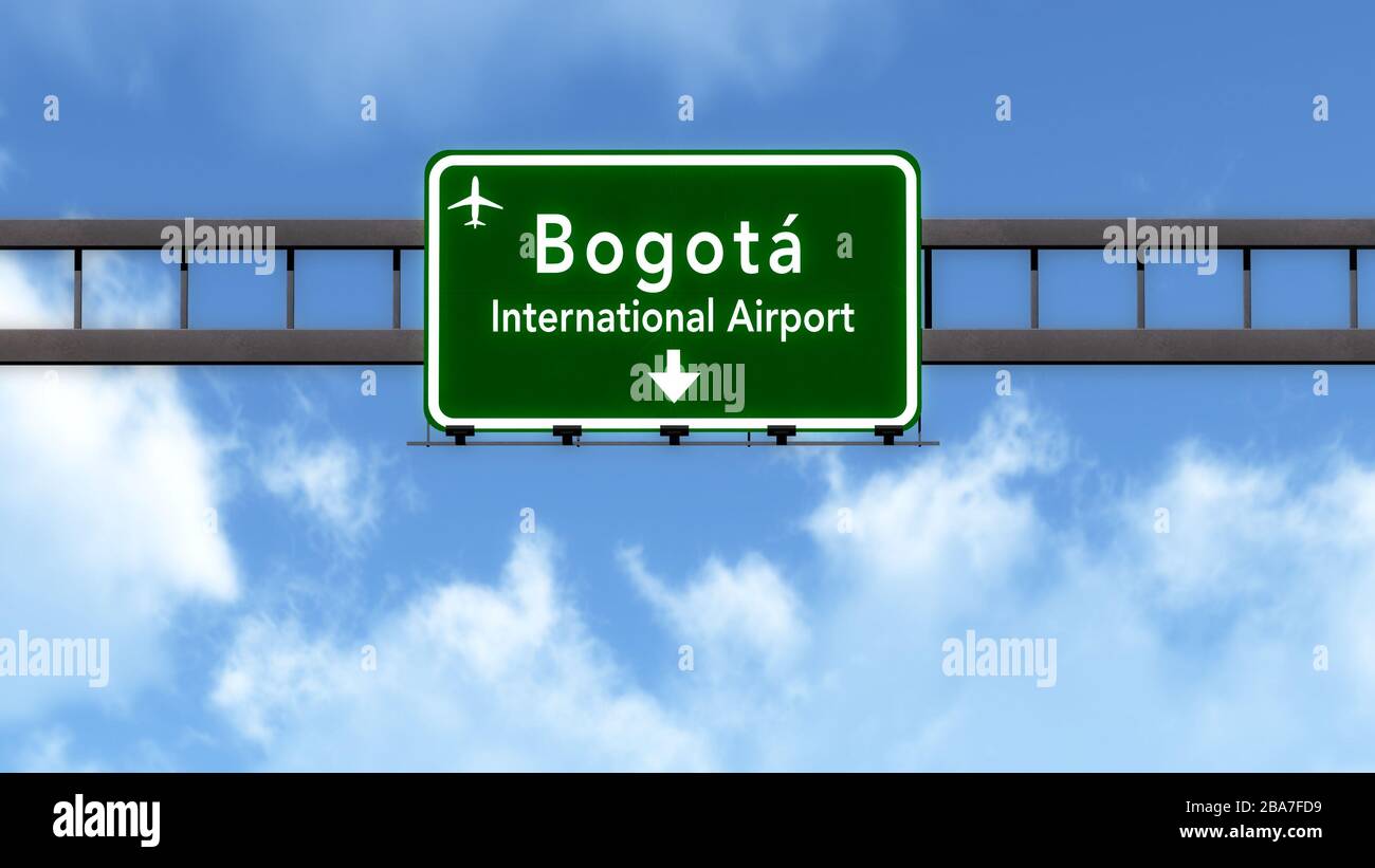 Bogota Colombia Airport Highway Road Sign 3D Illustration Stock Photo ...