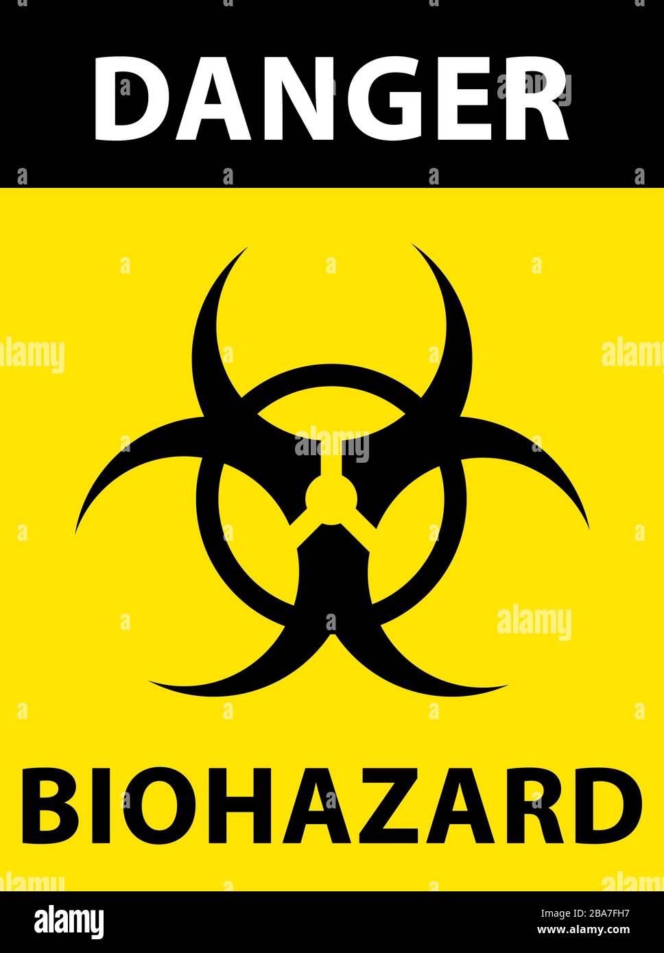 Large vertical toxic hazard icon sign yellow poster with "Danger ...