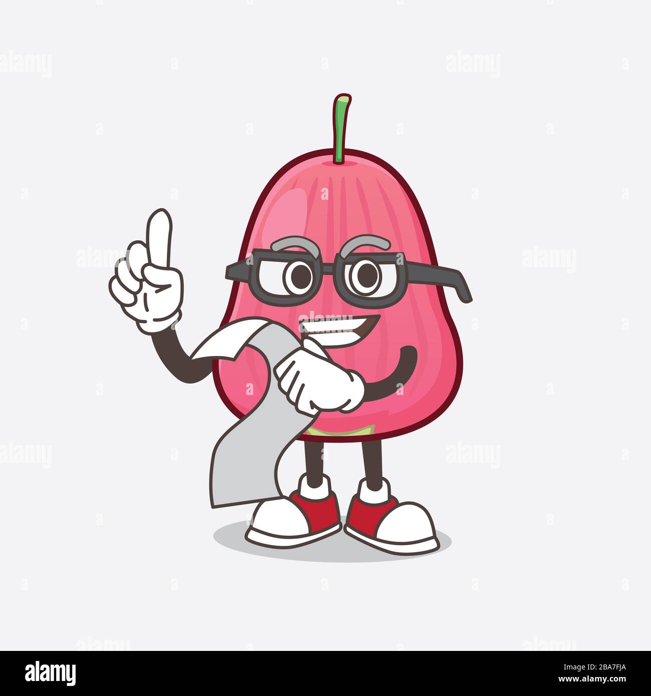 A picture of Java Apple cartoon mascot character holding a menu Stock ...