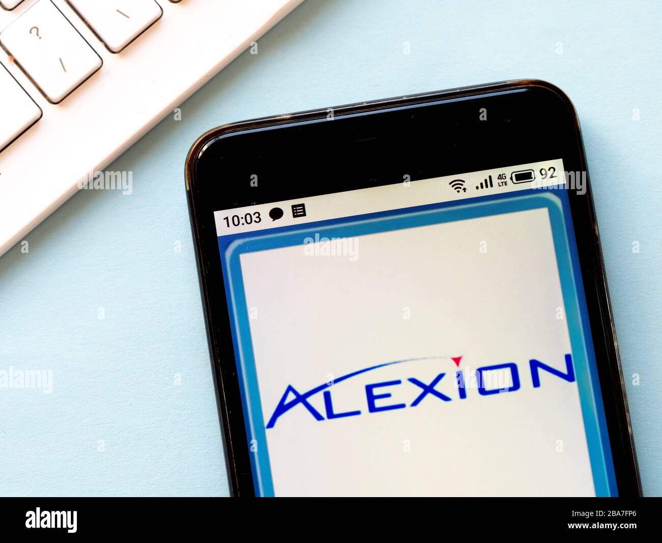 In this photo illustration Alexion Pharmaceuticals logo is seen ...
