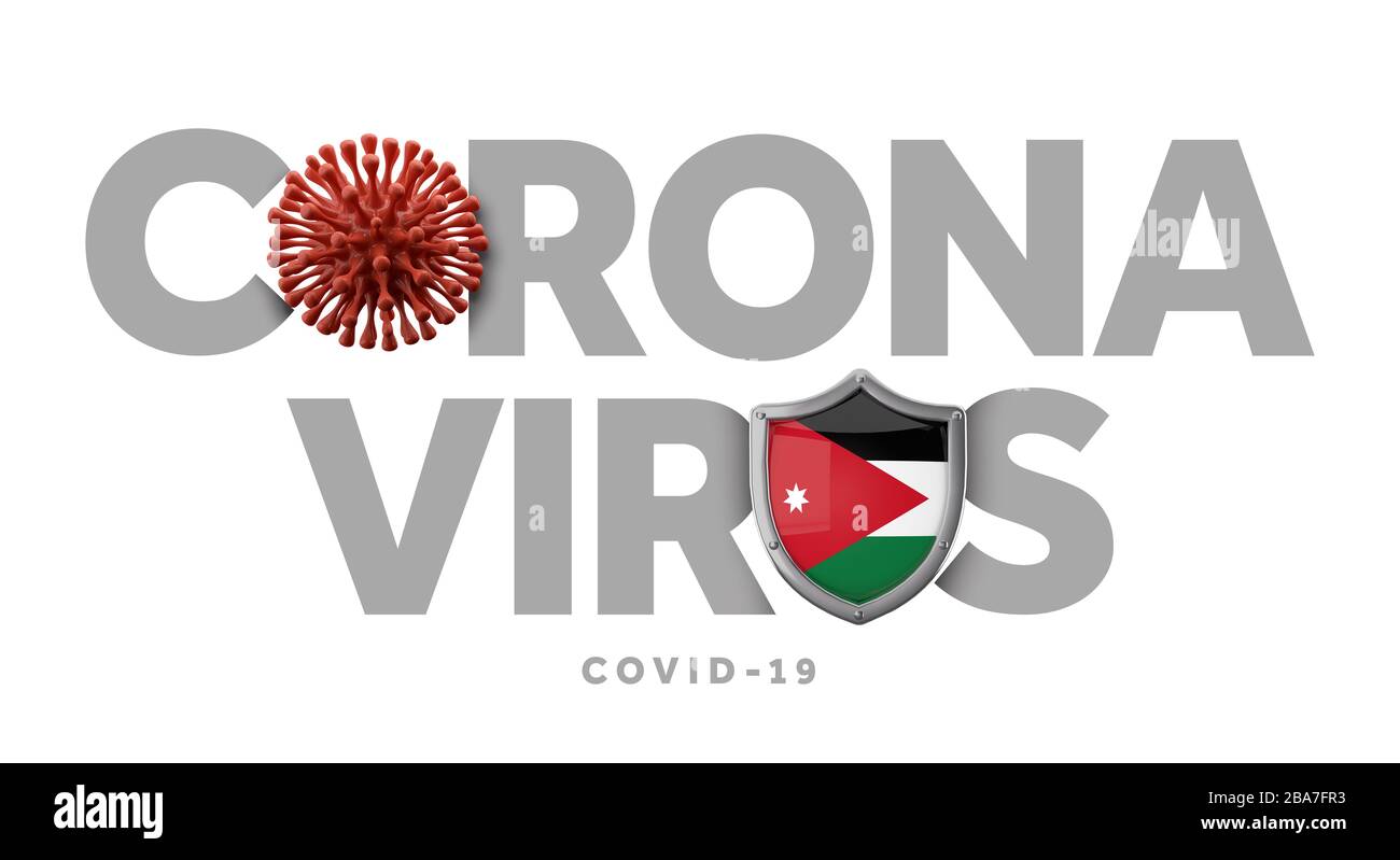 Jordan coronavirus concept with microbe and shield. 3D Render Stock ...