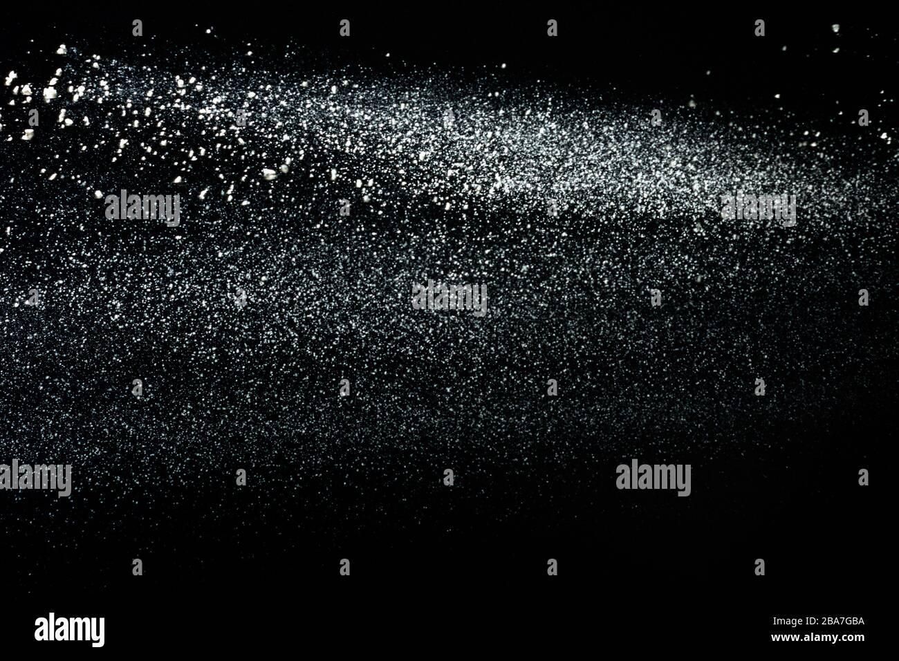 White fluffy snow on small particles isolated on black background 2020 ...