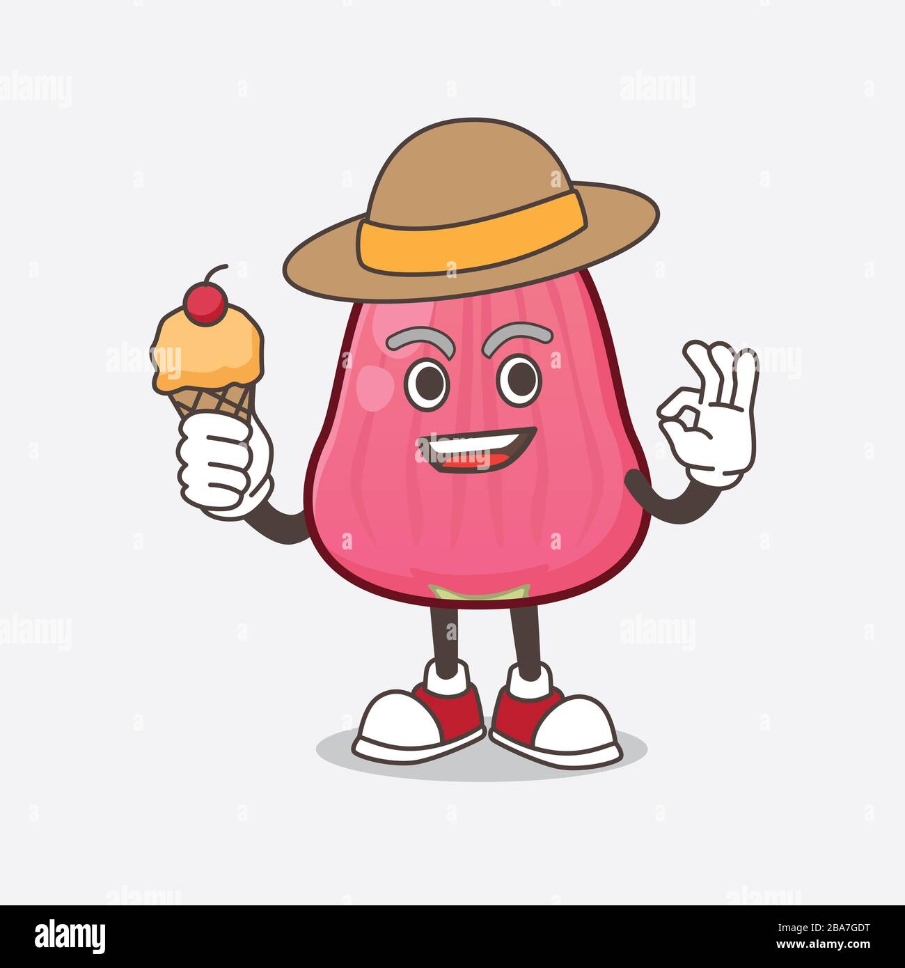 A picture of Java Apple cartoon mascot character holding ice cream ...