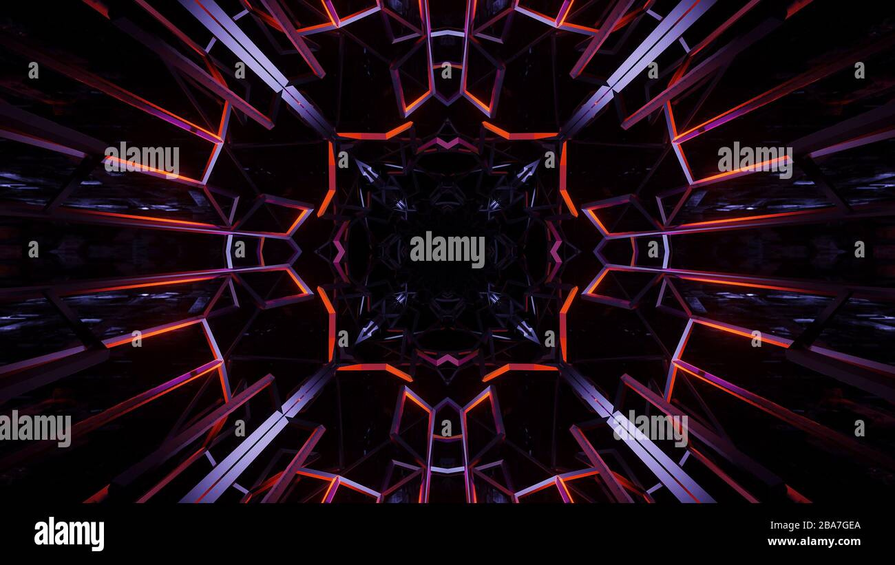 Illustration of geometric shapes with colorful neon laser lights ...