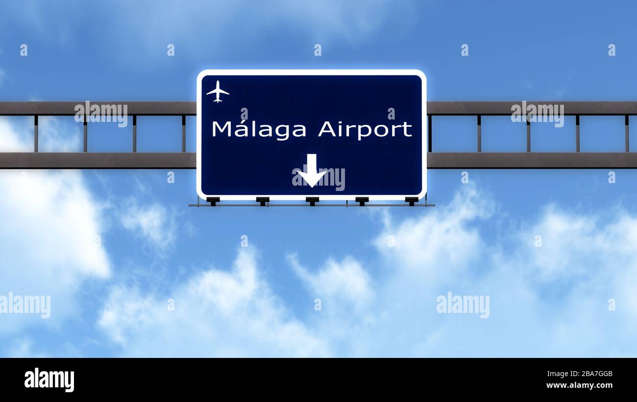 Malaga Spain Airport Highway Road Sign 3D Illustration Stock Photo - Alamy