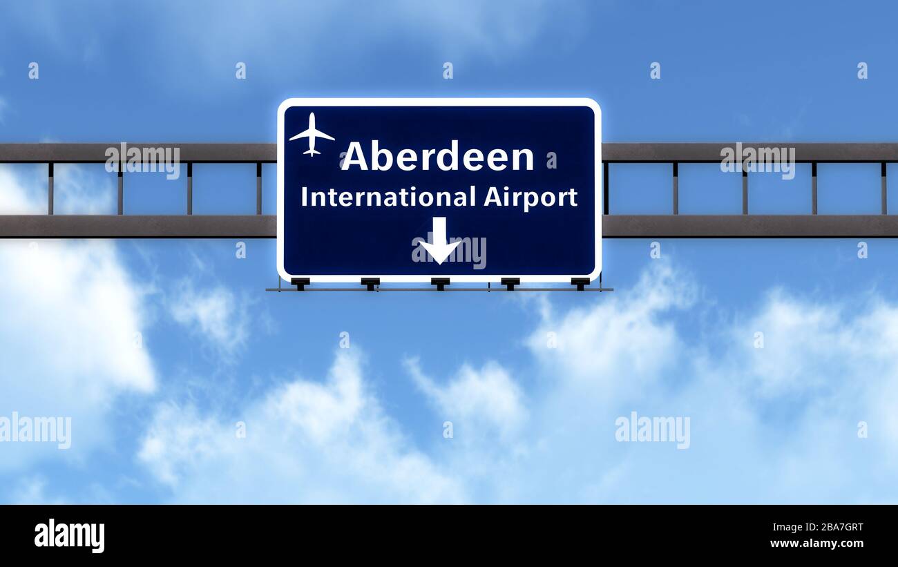 Aberdeen Scotland United Kingdom Airport Highway Road Sign 3D ...