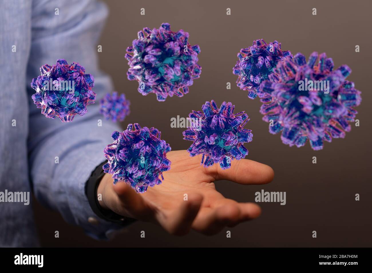 A flu virus attack digital 3d epidemic Stock Photo - Alamy