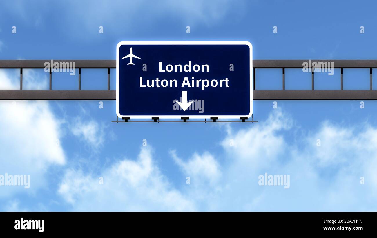 London Luton England United Kingdom Airport Highway Road Sign 3D ...