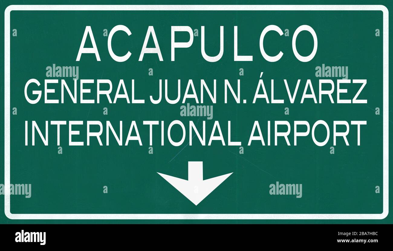 Acapulco Mexico International Airport Highway Sign 2D Illustration ...
