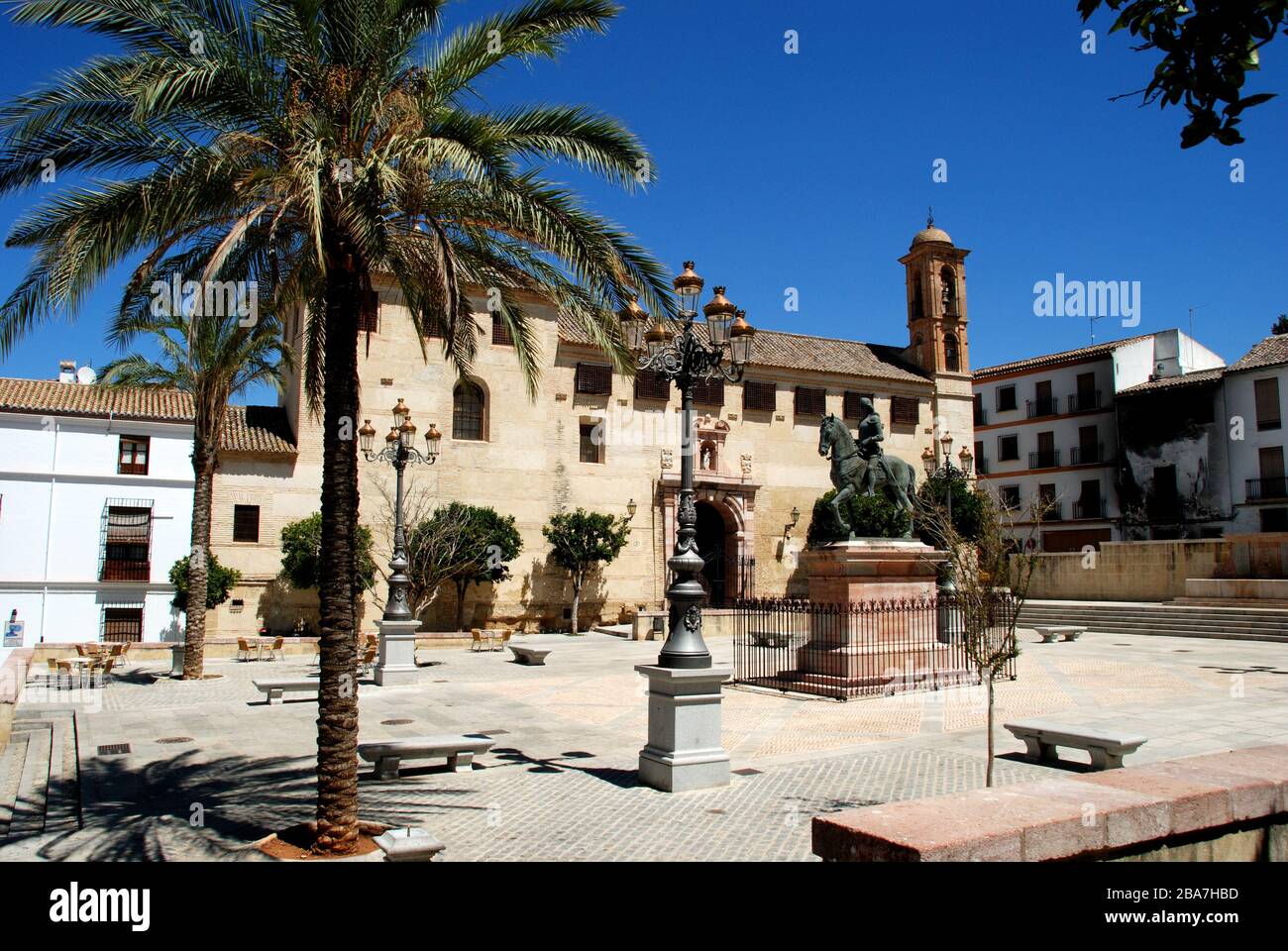 Santa Catalina convent in the Plaza Guerrero Munoz and statue of ...