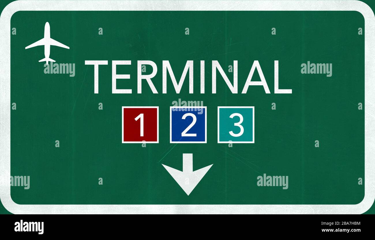 International Airport Highway Sign 2D Illustration Stock Photo - Alamy