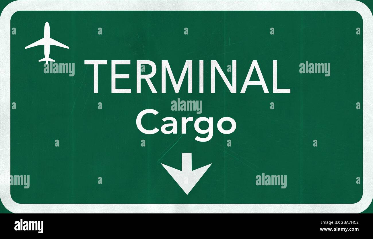 International Airport Cargo Highway Sign 2D Illustration Stock Photo ...