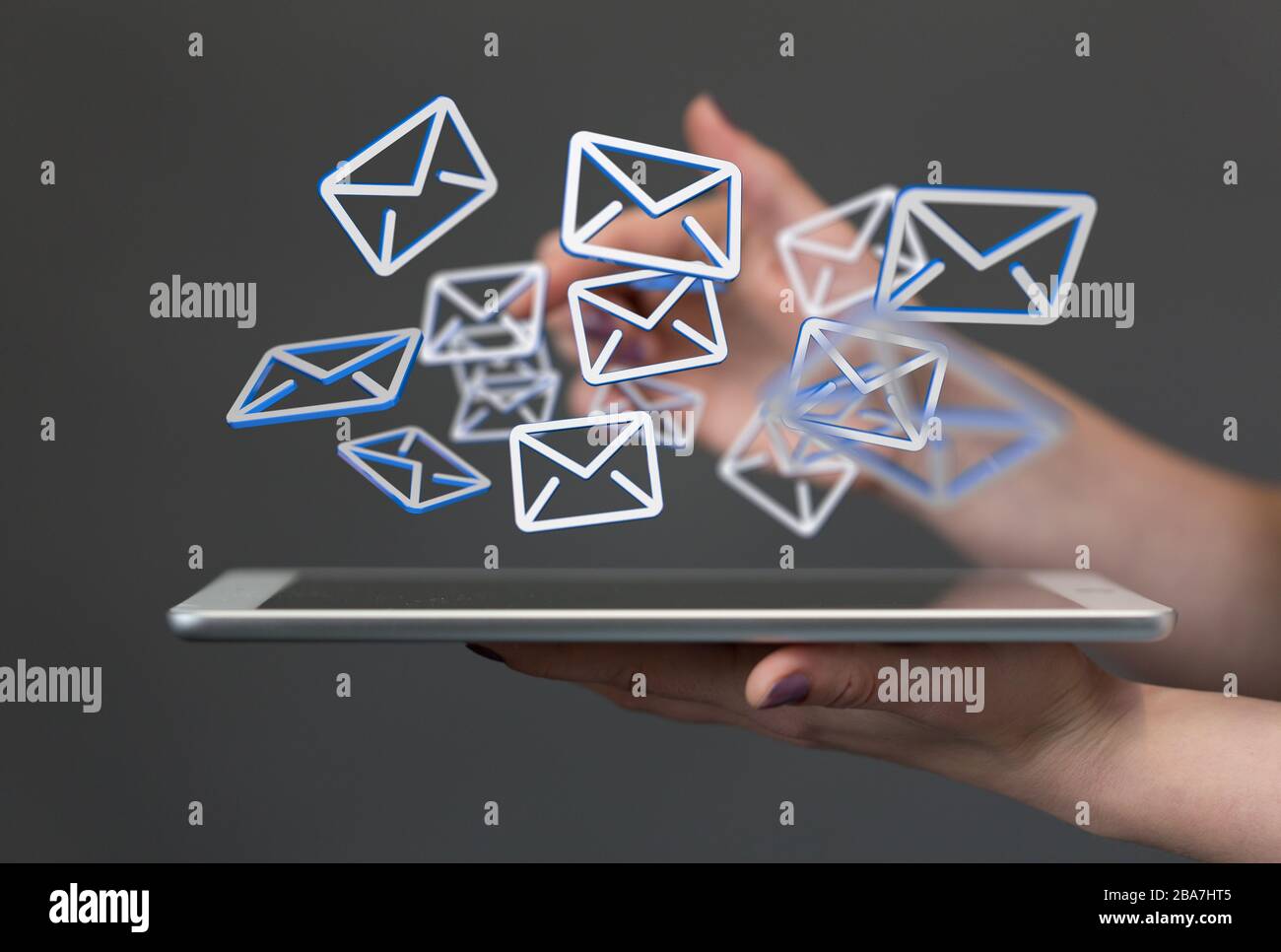 A Hand with an email icon 3d Stock Photo - Alamy