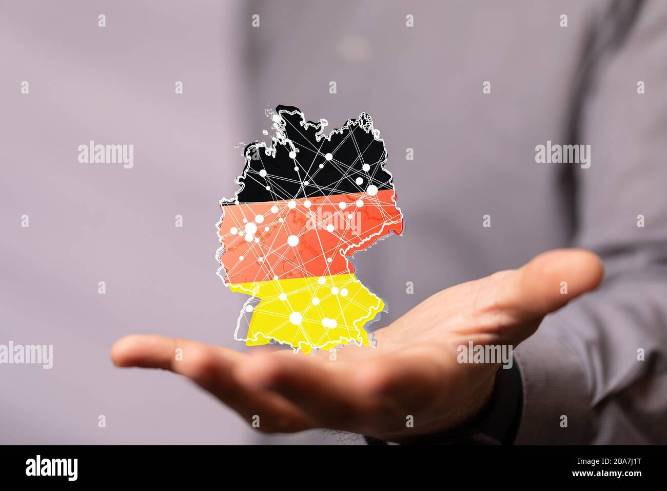 A germany map digital in hand 3d Stock Photo - Alamy