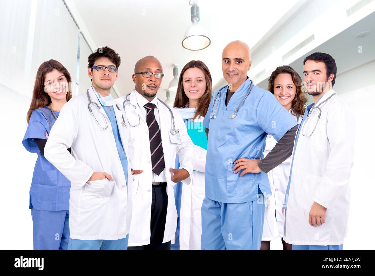 doctors group or team, isolated against a light background Stock Photo ...
