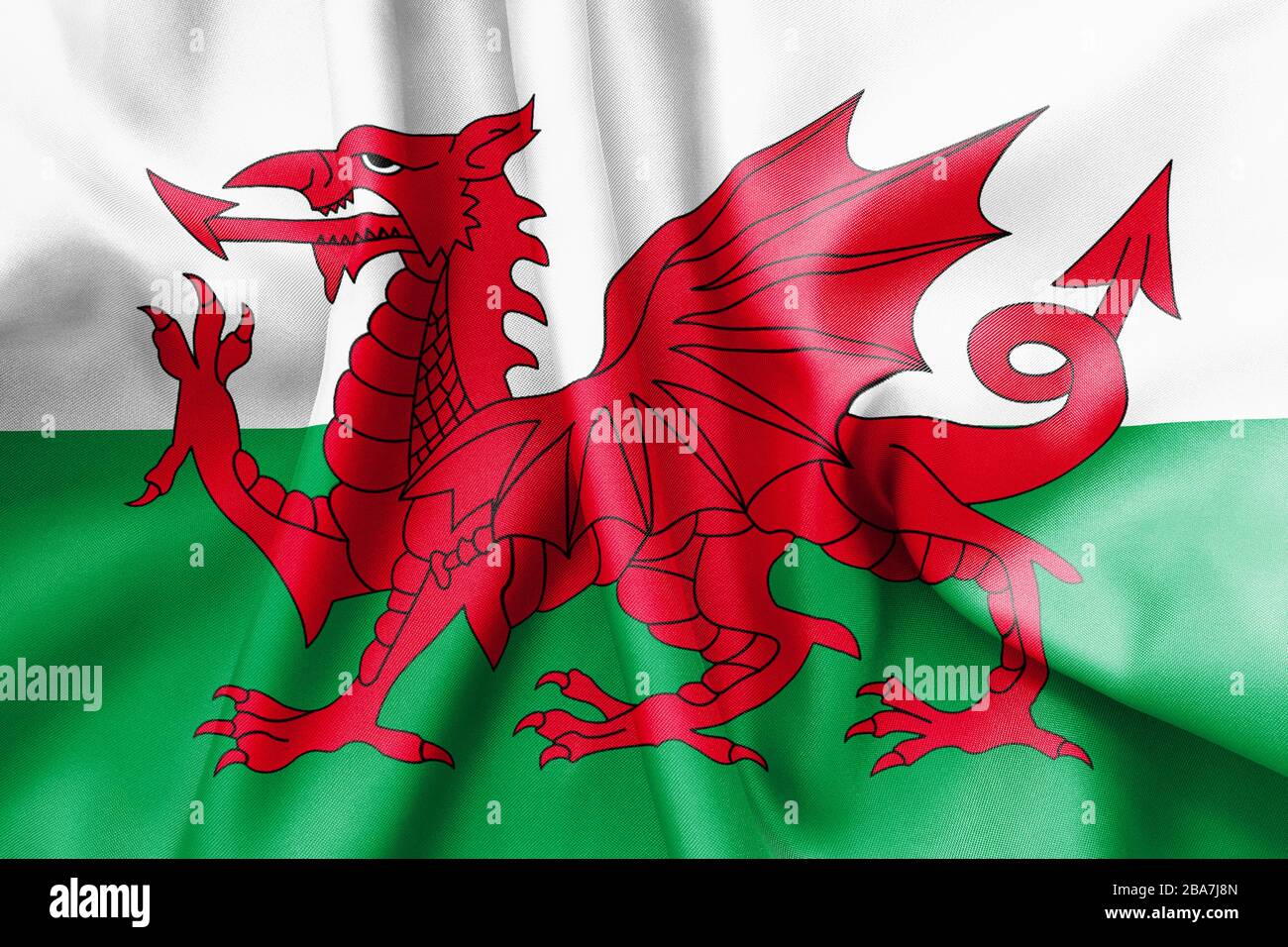 Welsh flag texture crumpled up Stock Photo - Alamy