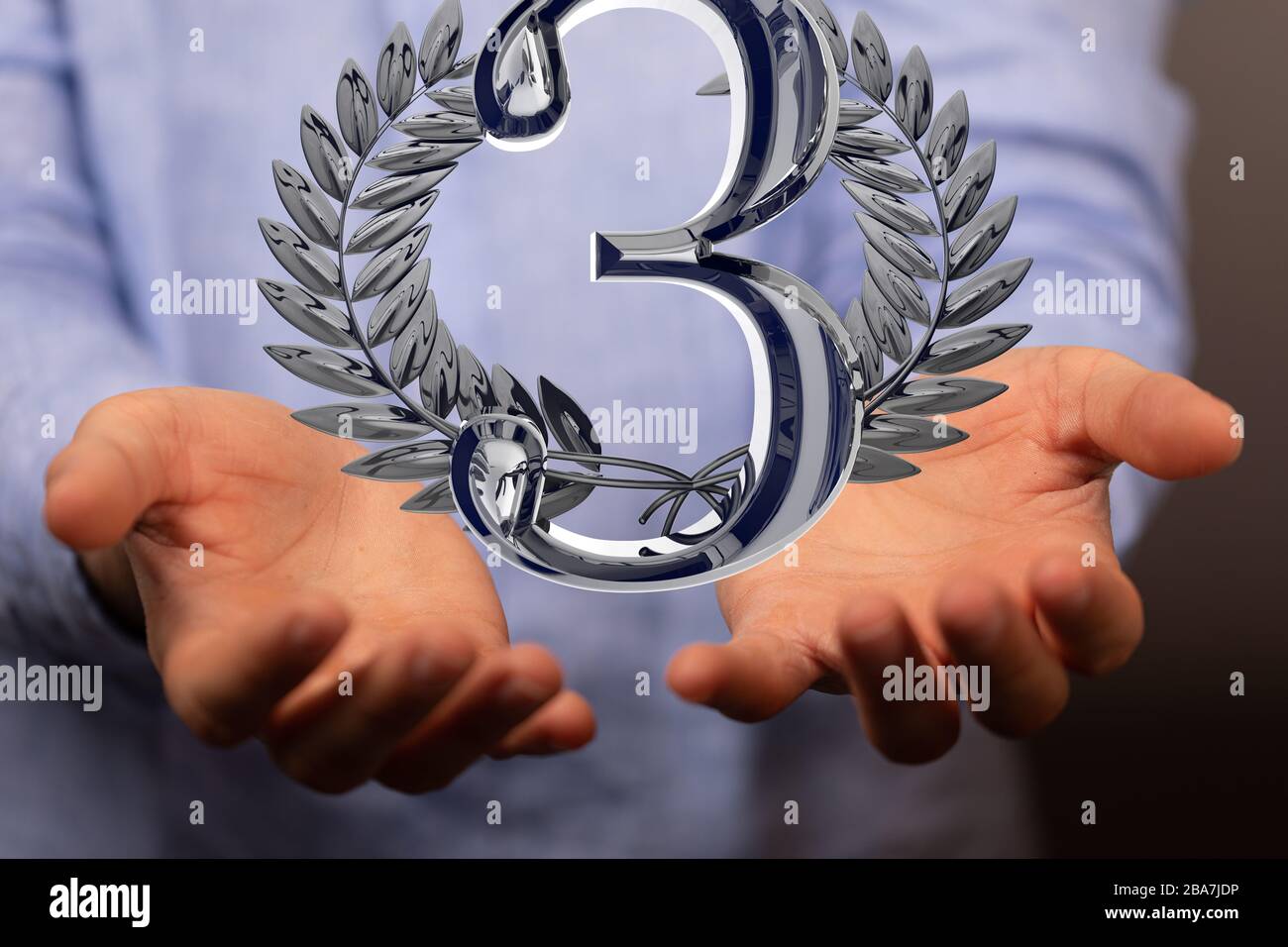 A Three or 3 Years award Digital number award Anniversary 3d Stock ...