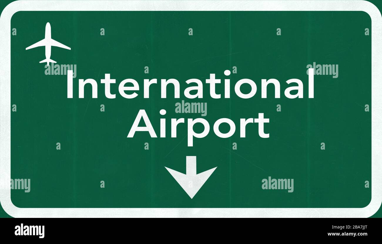 International Airport Highway Sign 2D Illustration Stock Photo - Alamy