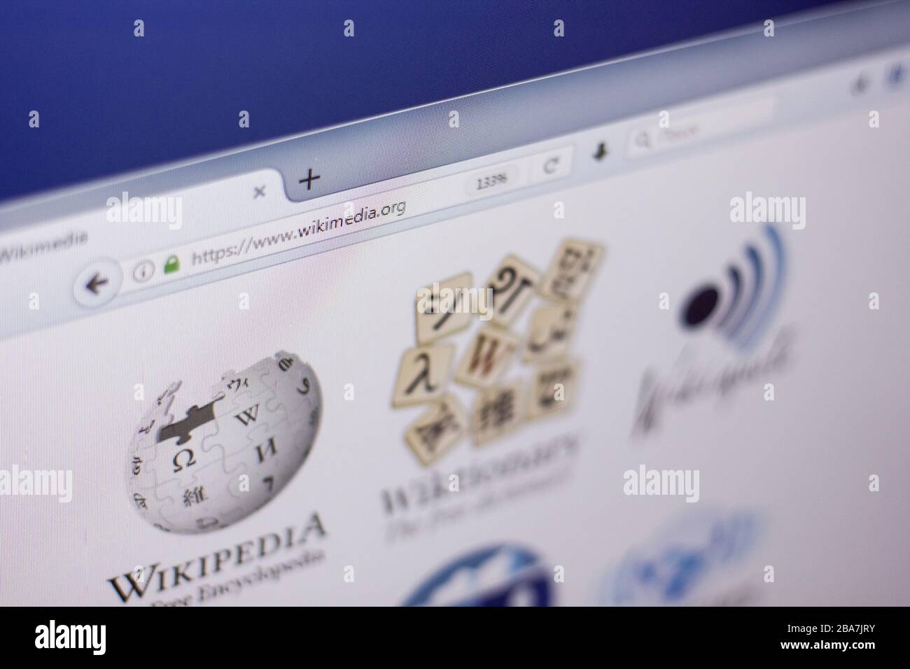 Ryazan, Russia - March 01, 2018 - Homepage of Wikimedia website on a ...