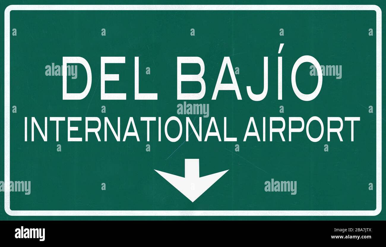 Leon Mexico International Airport Highway Sign 2D Illustration Stock ...