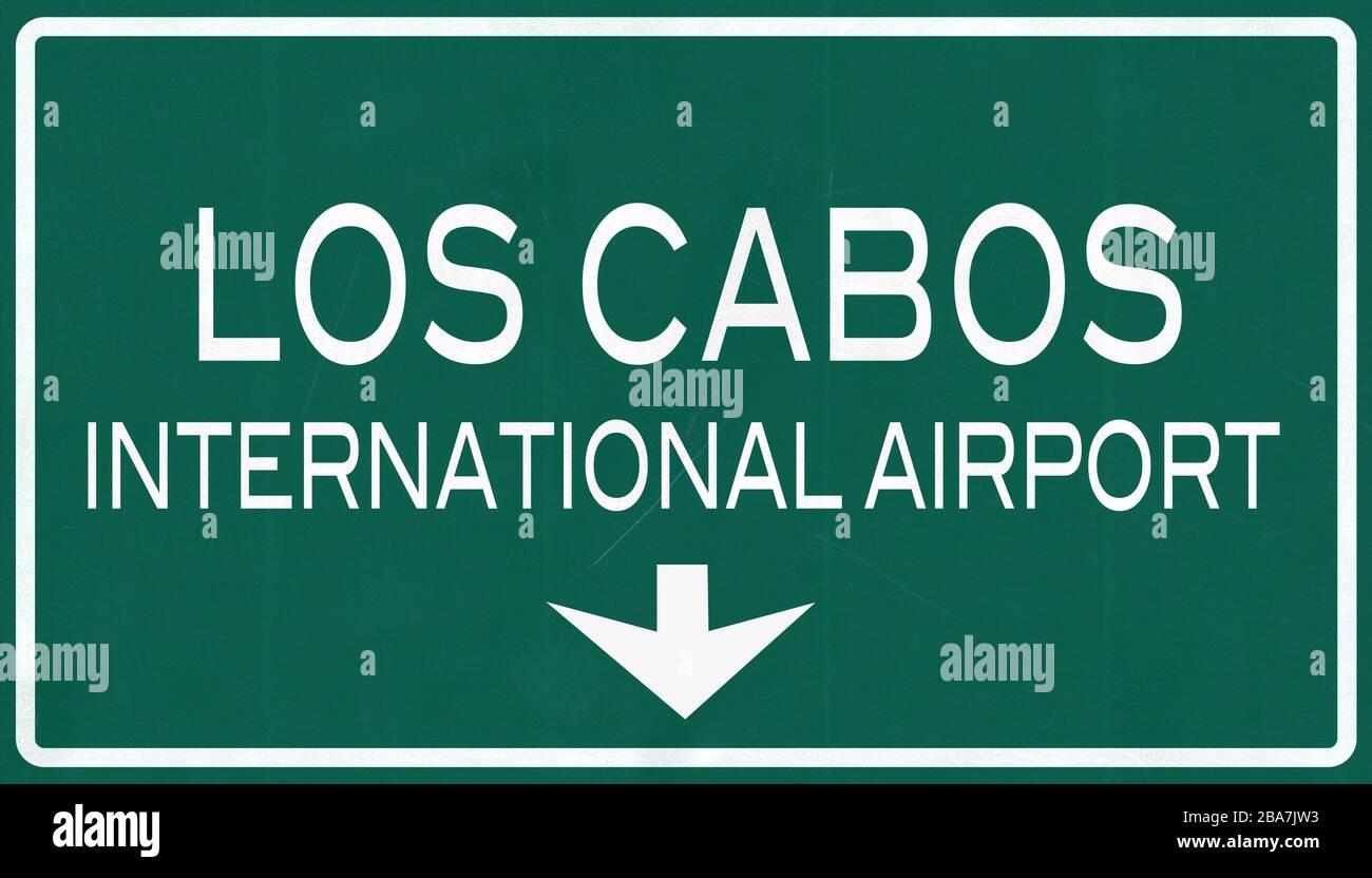 Los Cabos Mexico International Airport Highway Sign 2D Illustration ...
