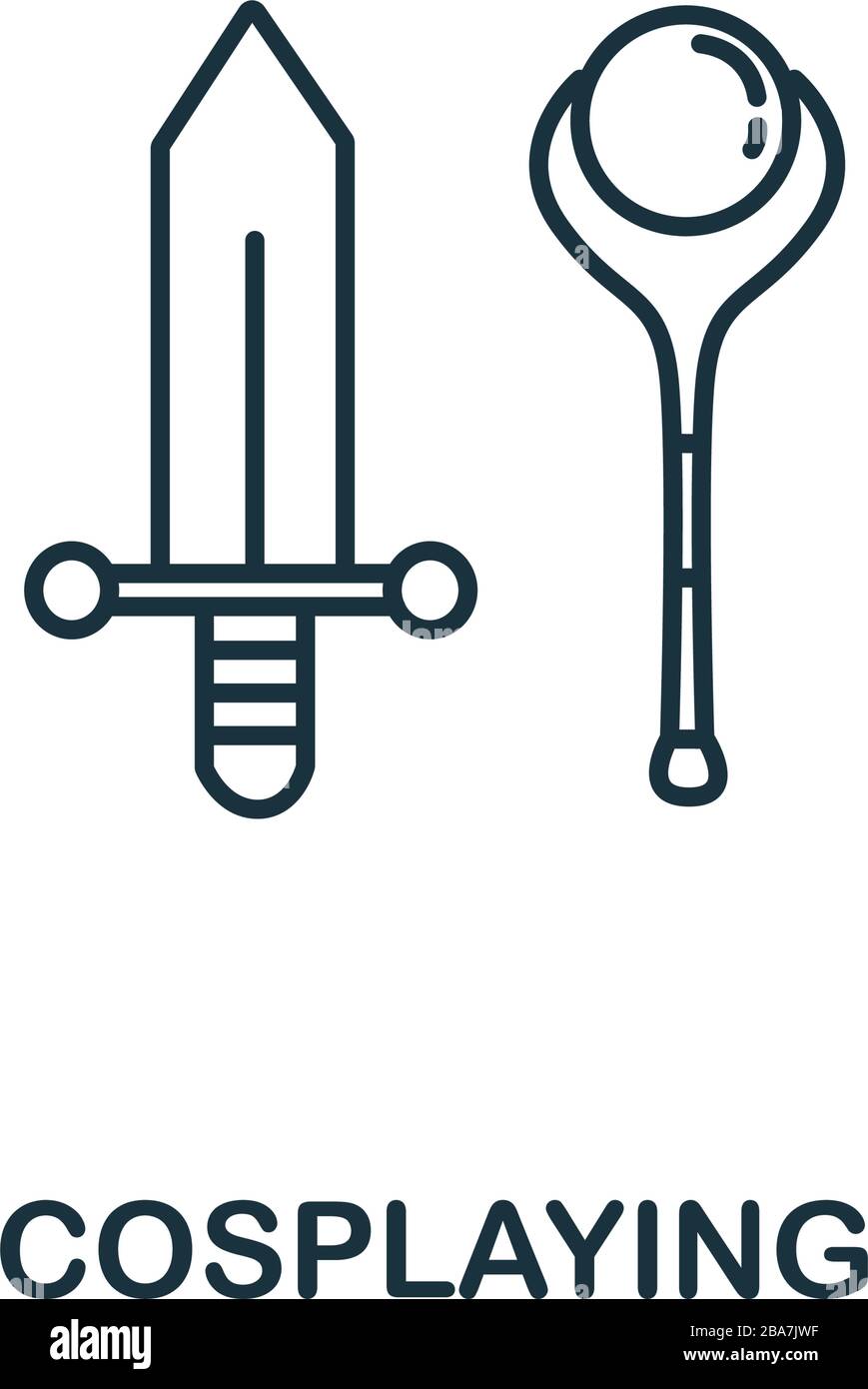 Cosplaying icon from hobbies collection. Simple line element cosplaying ...