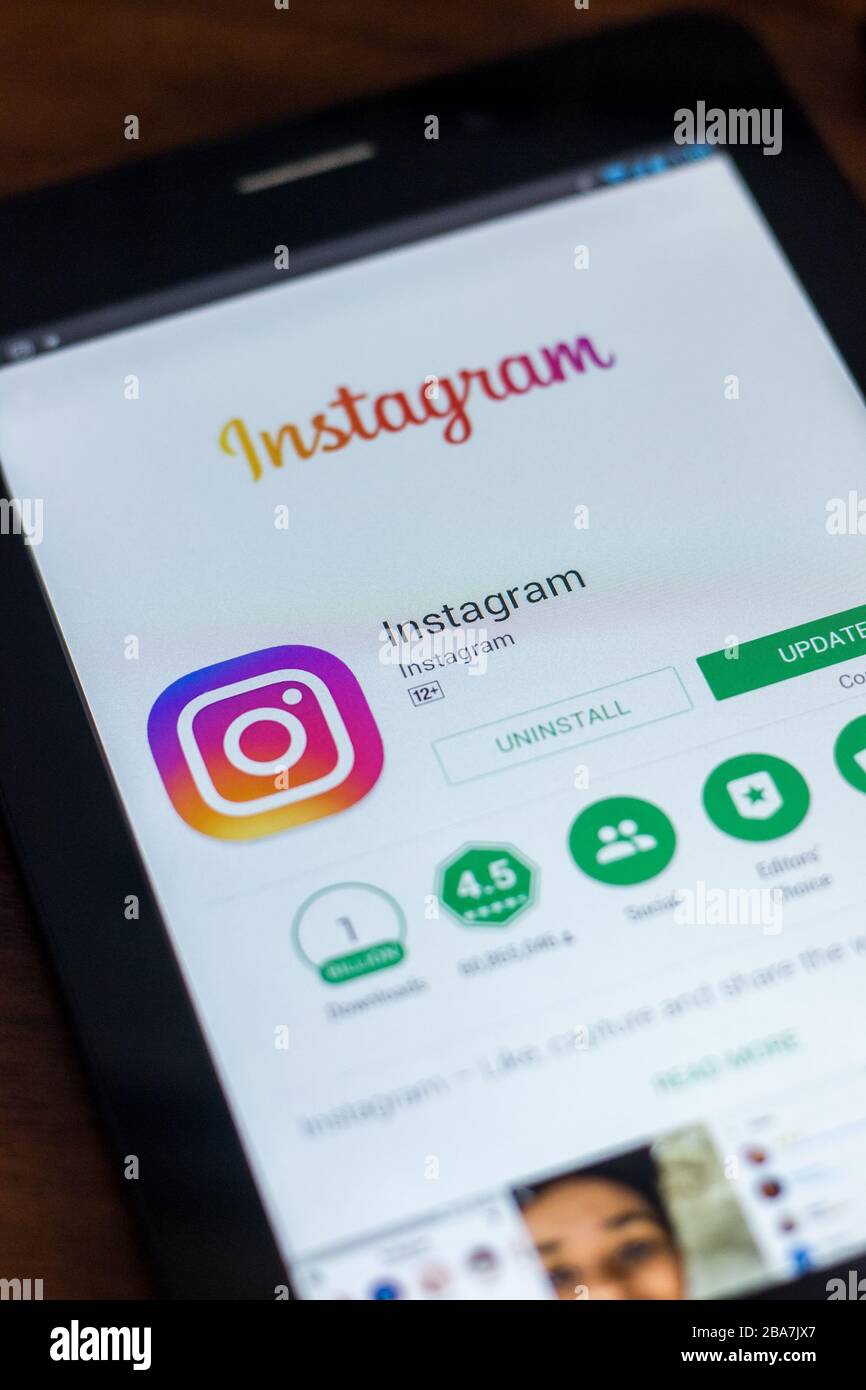Ryazan, Russia - March 21, 2018 - Instagram mobile app on a display of ...