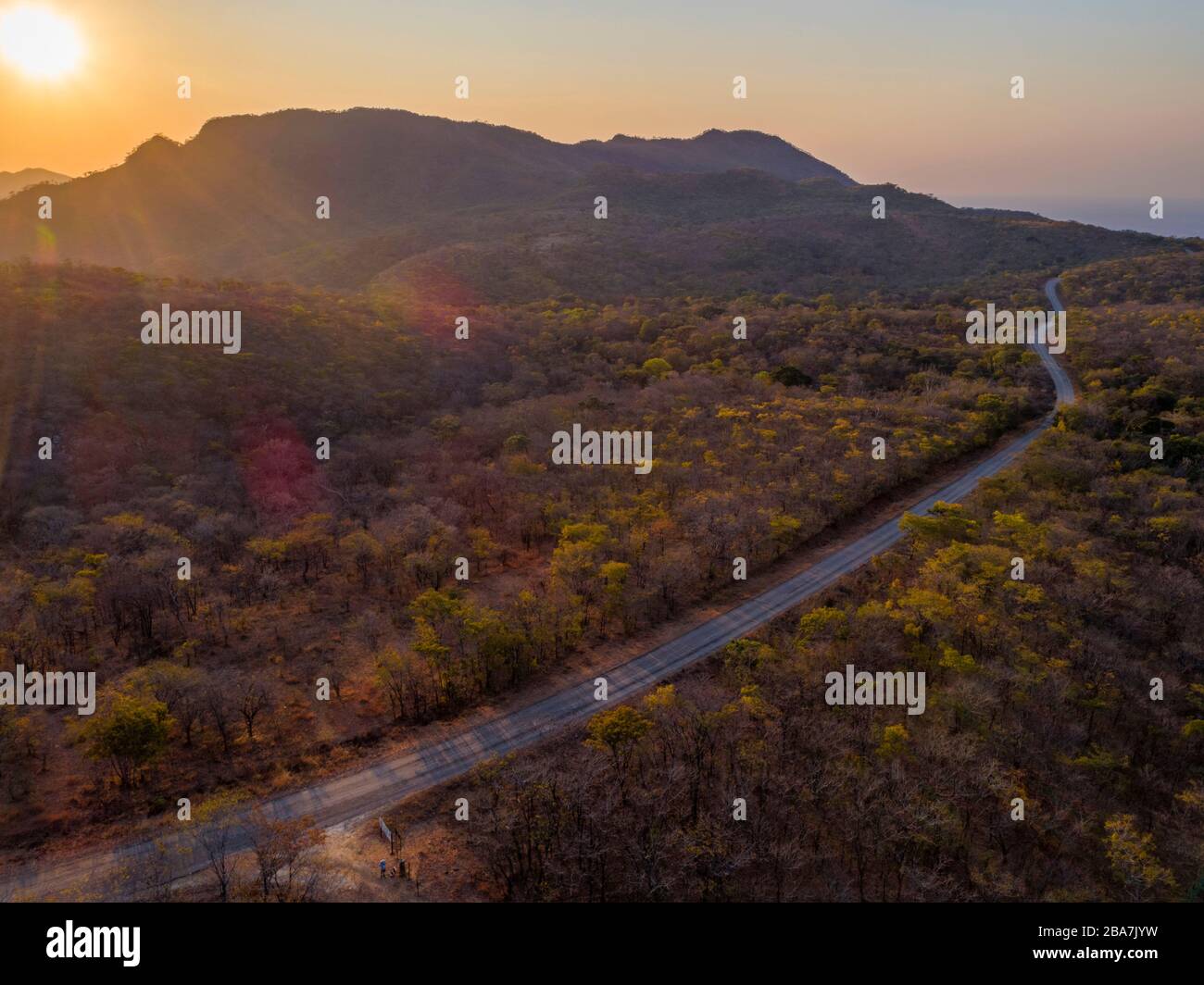 An aerial view of a road in the bush in Zimbabwe Stock Photo - Alamy