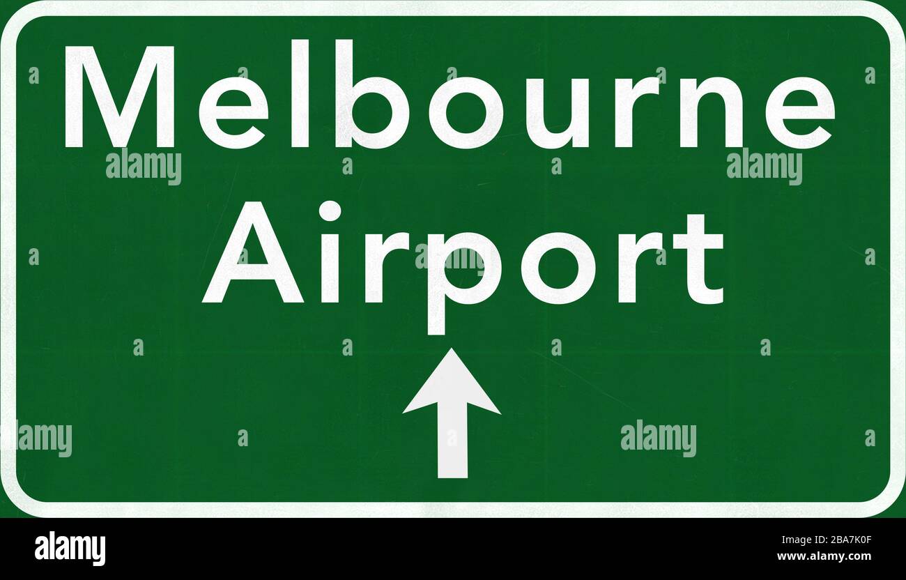 Melbourne Australia International Airport Highway Sign 2D Illustration ...