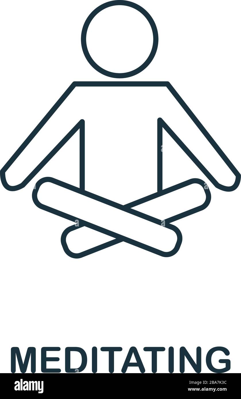 Meditating icon from hobbies collection. Simple line element Meditating ...