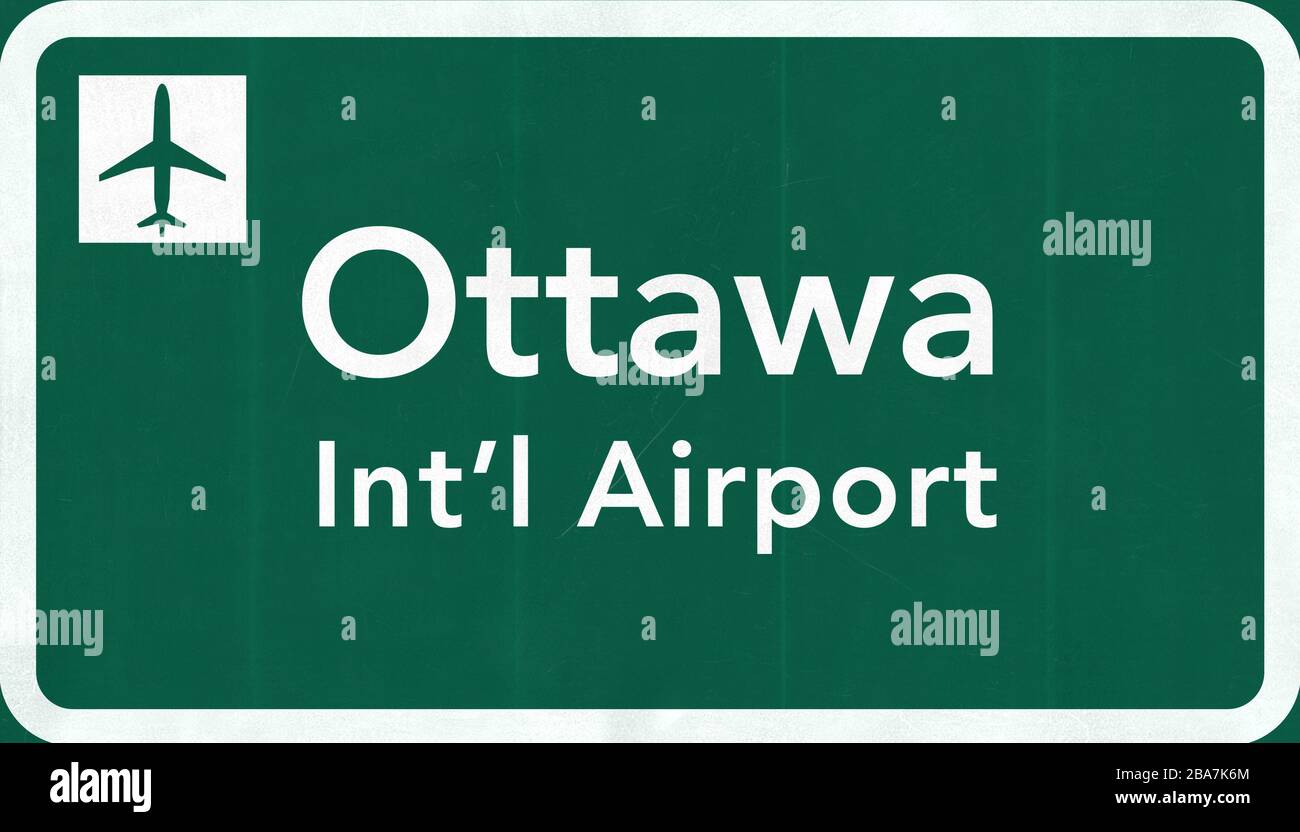 Ottawa Canada International Airport Highway Sign 2D Illustration Stock ...