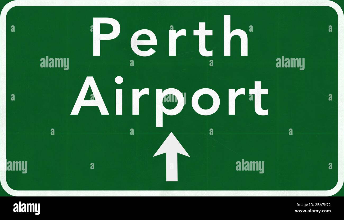 Perth Australia International Airport Highway Sign 2D Illustration ...