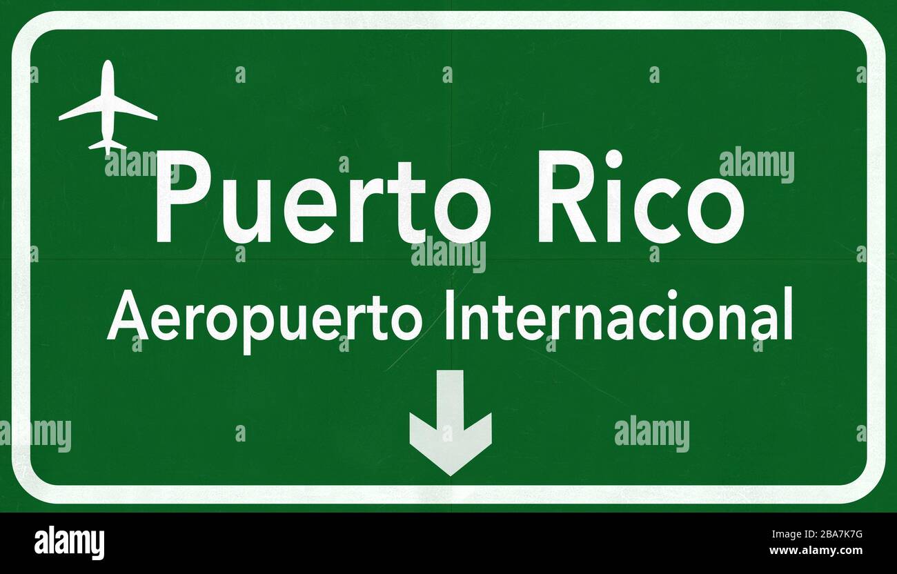 Puerto Rico San Juan International Airport Highway Sign 2D Illustration ...