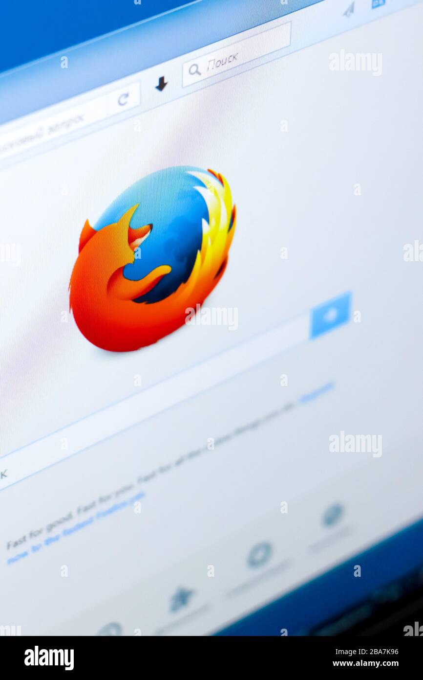 Ryazan, Russia - March 28, 2018 - Logo of Mozilla Firefox browser on a ...