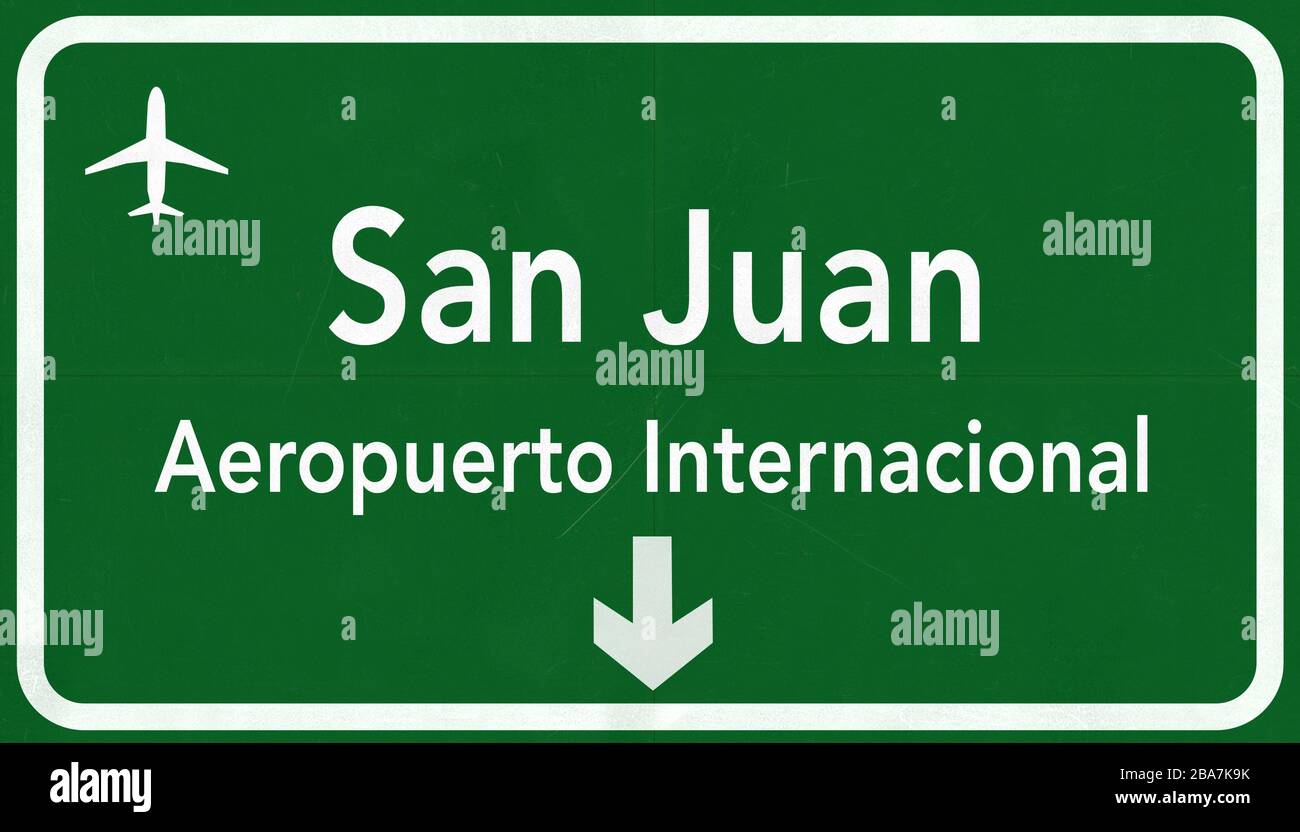 Puerto Rico San Juan International Airport Highway Sign 2D Illustration ...