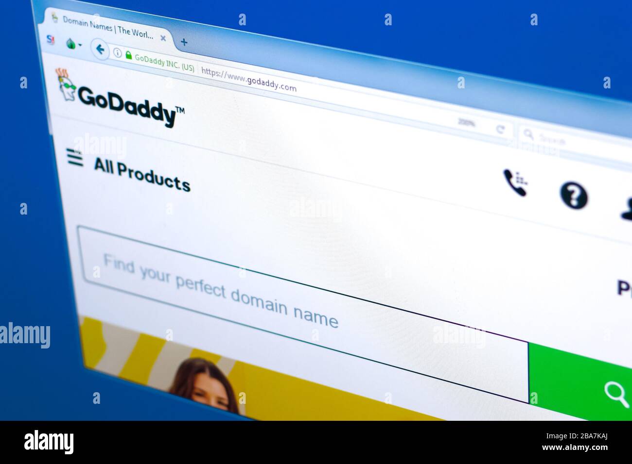 Ryazan, Russia - March 28, 2018 - Homepage of GoDaddy domains seller on ...