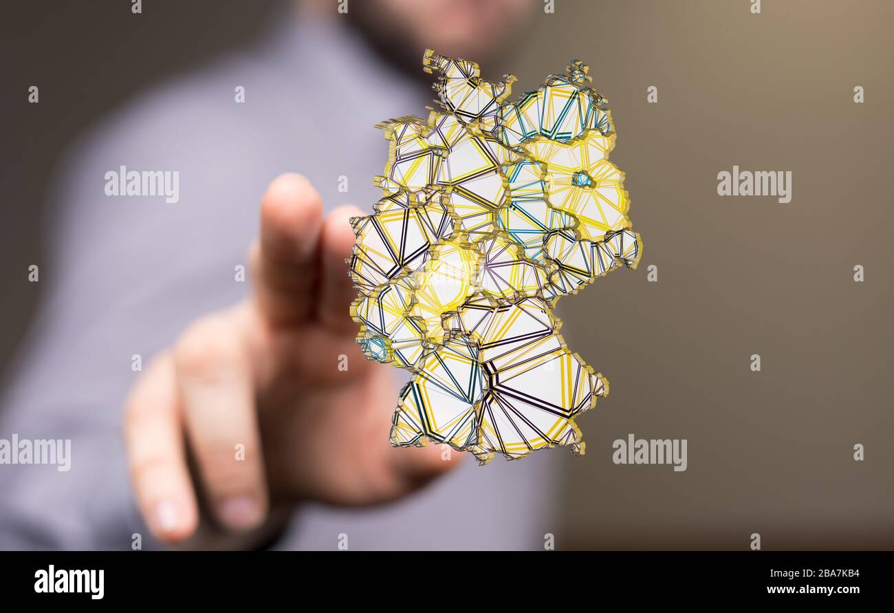 A germany map digital in hand 3d Stock Photo - Alamy