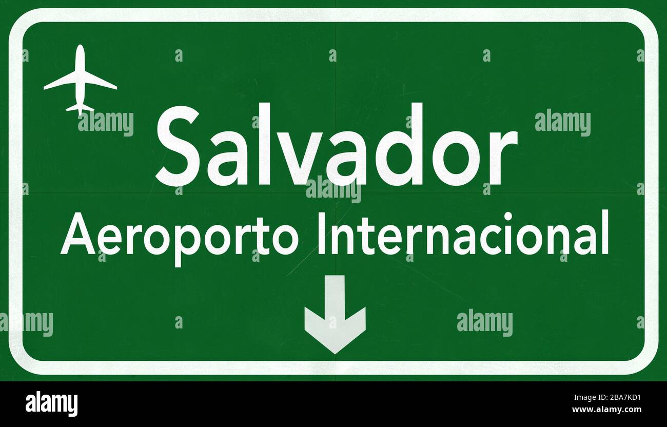 Salvador Brazil International Airport Highway Sign 2D Illustration ...