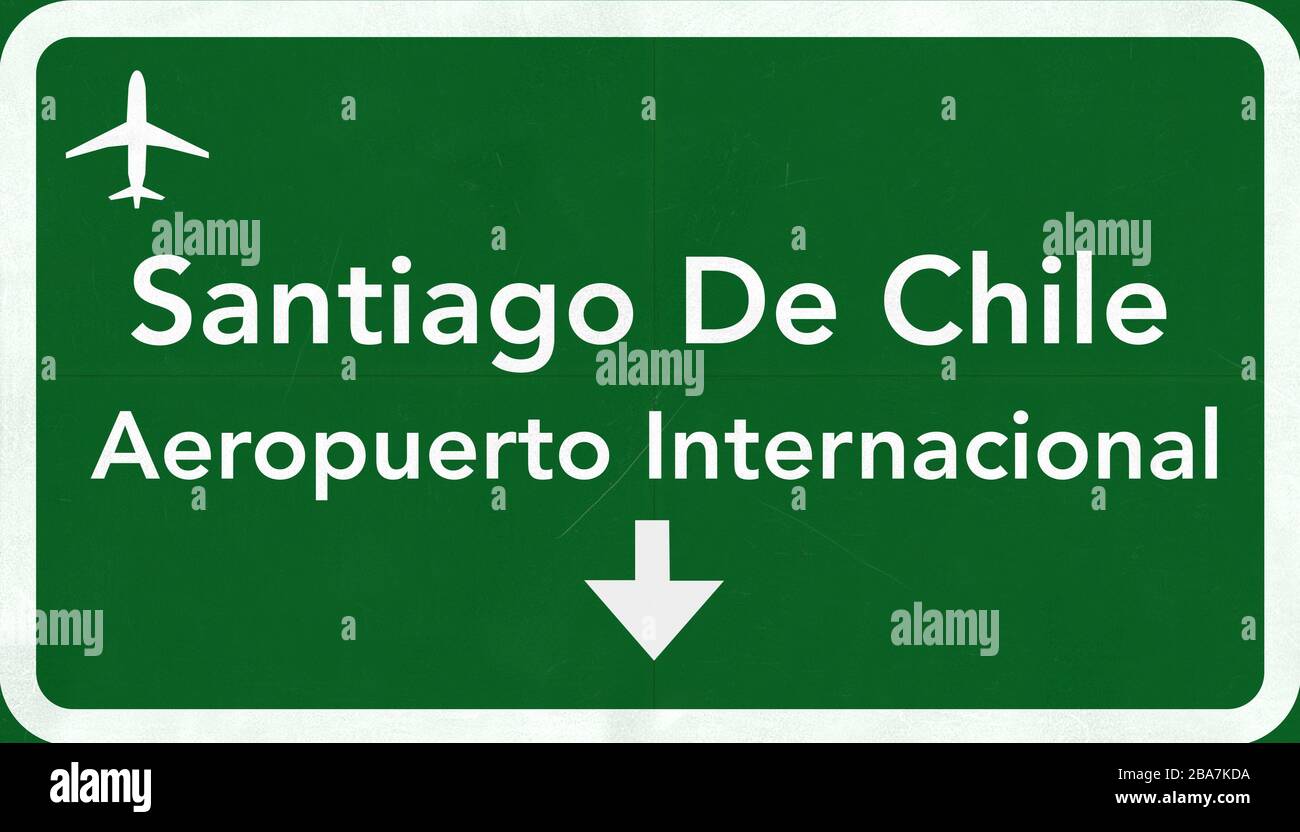 Santiago Chile International Airport Highway Sign 2D Illustration Stock ...