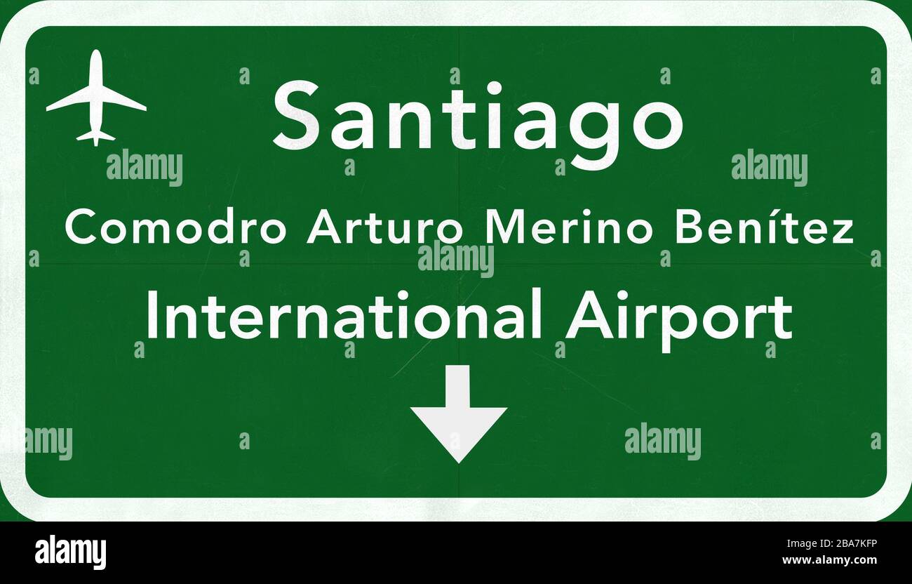 Santiago Chile International Airport Highway Sign 2D Illustration Stock ...