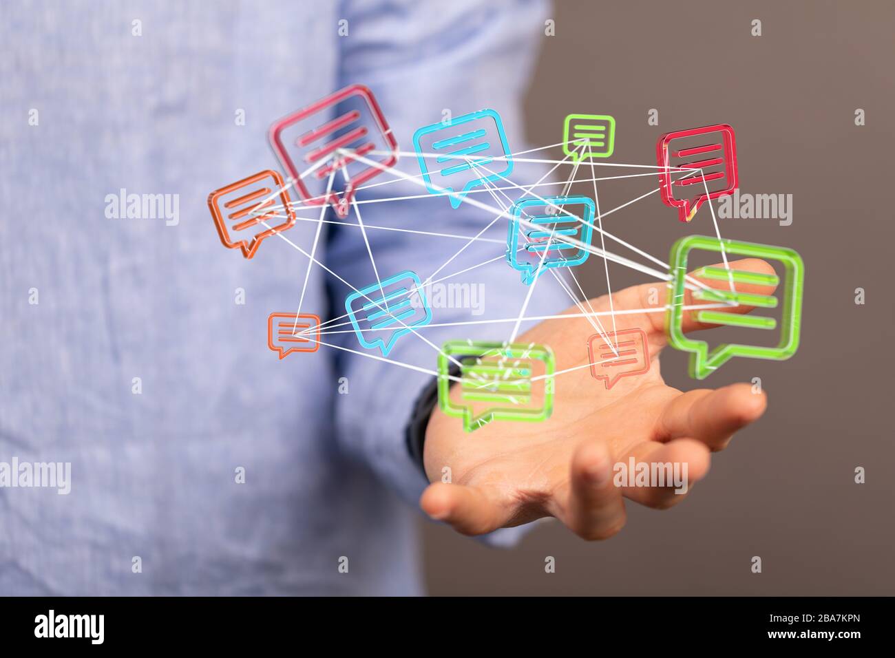 ilustration of a communication concept. The word communication with ...