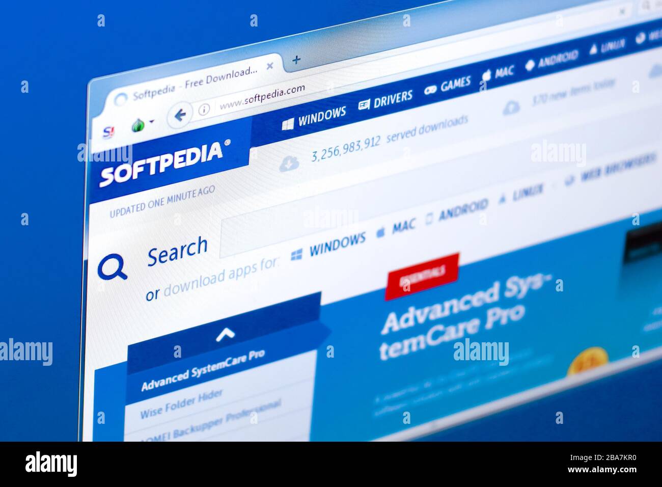 Ryazan, Russia - March 28, 2018 - Homepage of SoftPedia website on ...