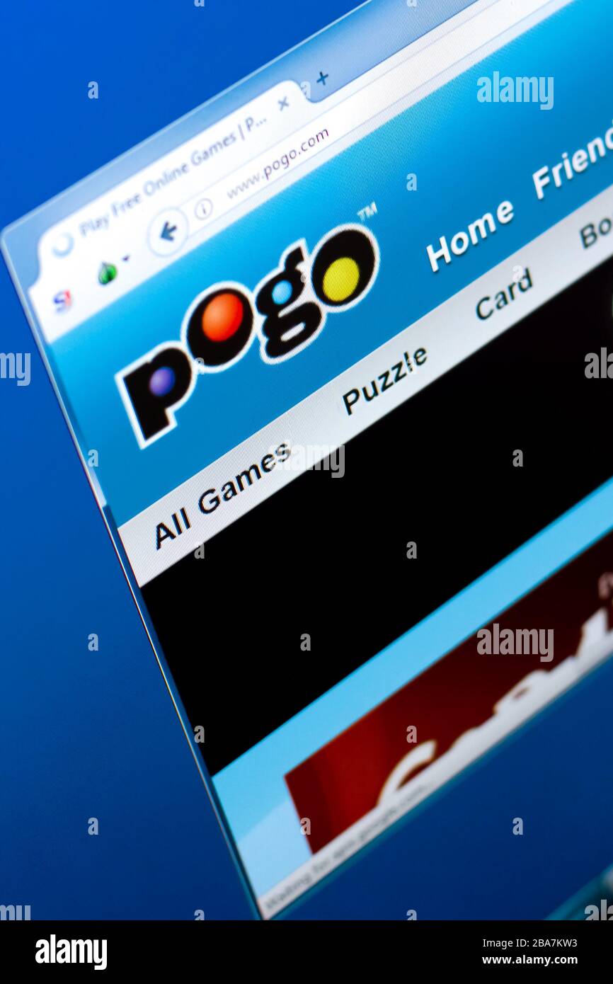 Ryazan, Russia - March 28, 2018 - Homepage of Pogo - games site on the ...