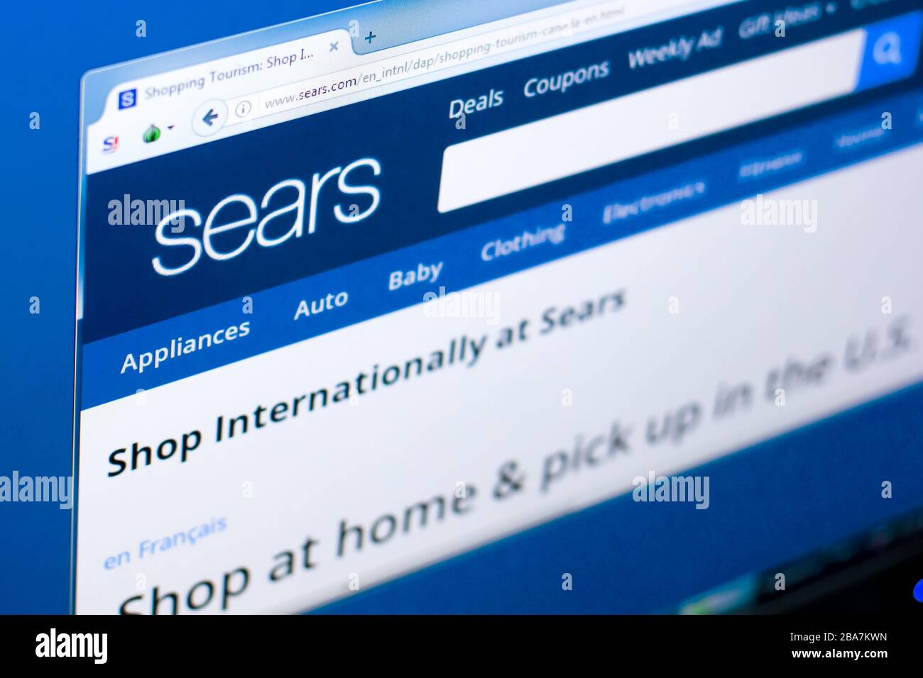 Ryazan, Russia - March 28, 2018 - Homepage of Sears website on the ...