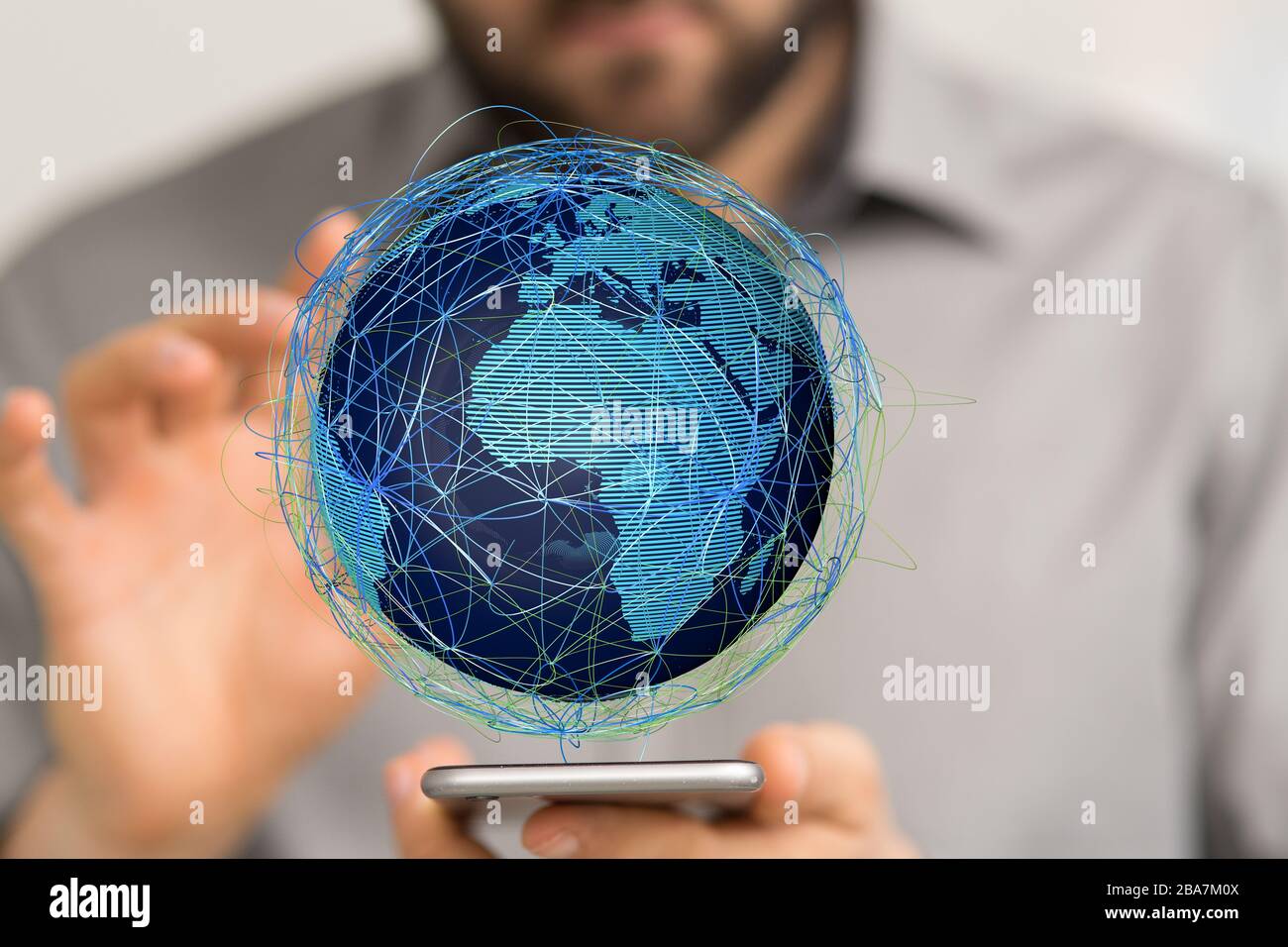 A the world digital in hand Stock Photo - Alamy