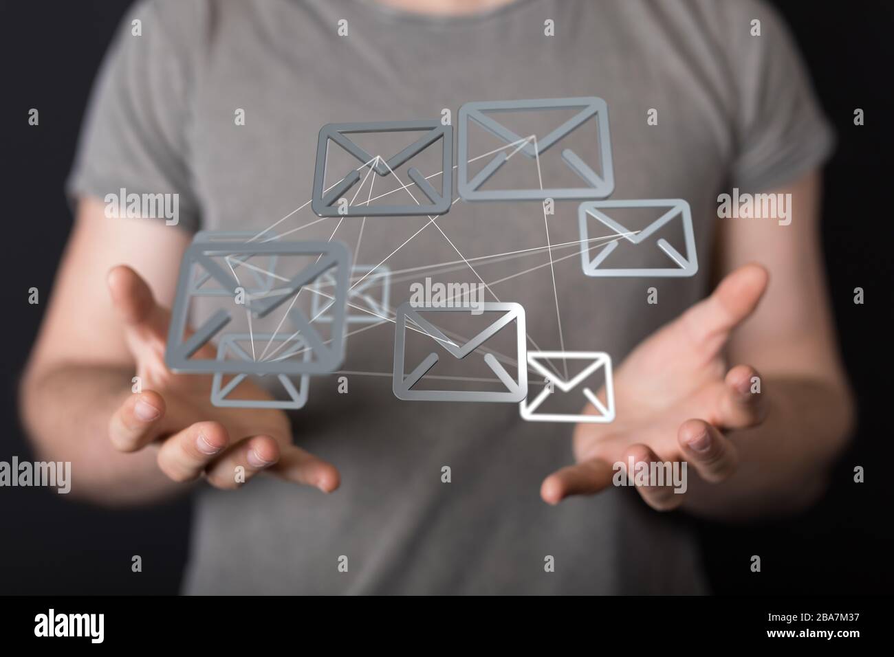 A Hand Touching Email With Finger Stock Photo - Alamy