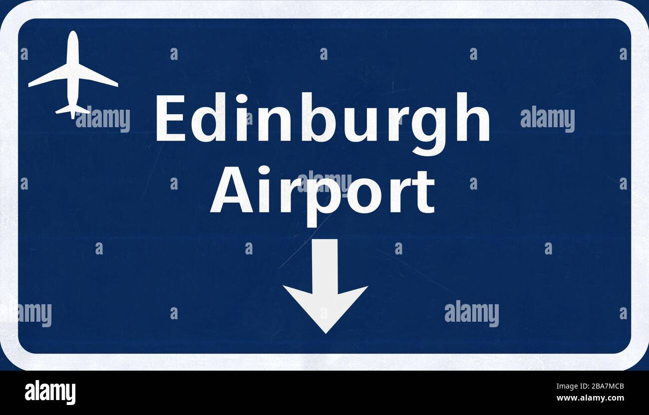 Edinburgh Scotland United Kingdom Airport Highway Sign 2D Illustration ...