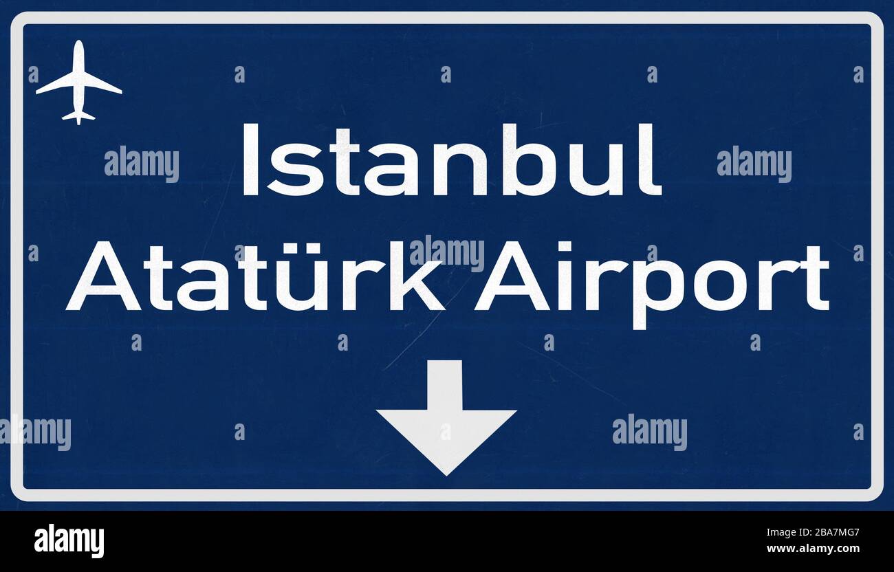 Istanbul Ataturk Turkey Airport Highway Sign 2D Illustration Stock ...