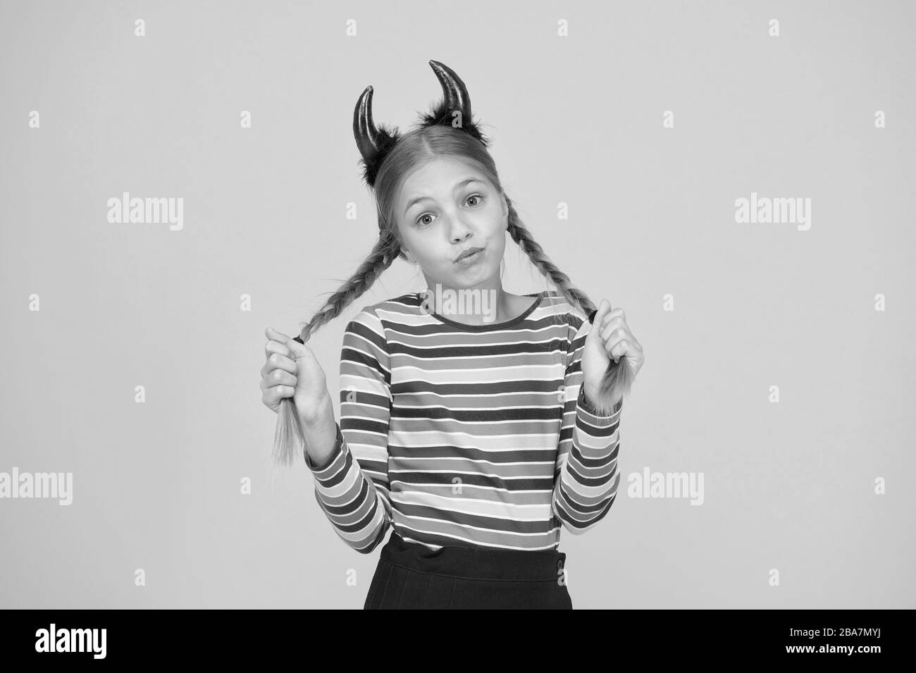 Accessories for carnival. Preparing for party. Small demon. Playful ...